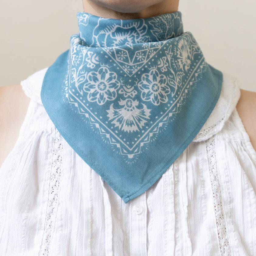 Cotton Rosey Bandana | Faded Blue – lastchancetextiles