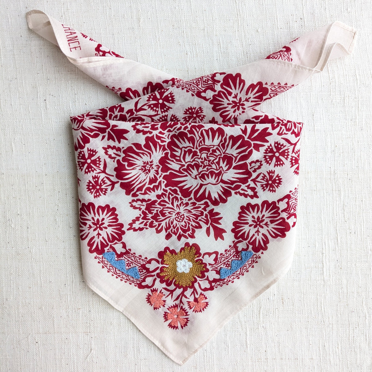 Embroidered Cotton Bandana | Sand – lastchancetextiles