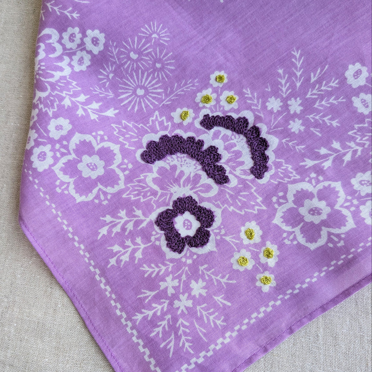 Embroidered Cotton Bandana | Viola – lastchancetextiles